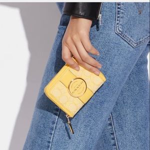 Coach | Bags | Coach Lonnie Yellow Wallet In Signature Jacquard | Poshmark